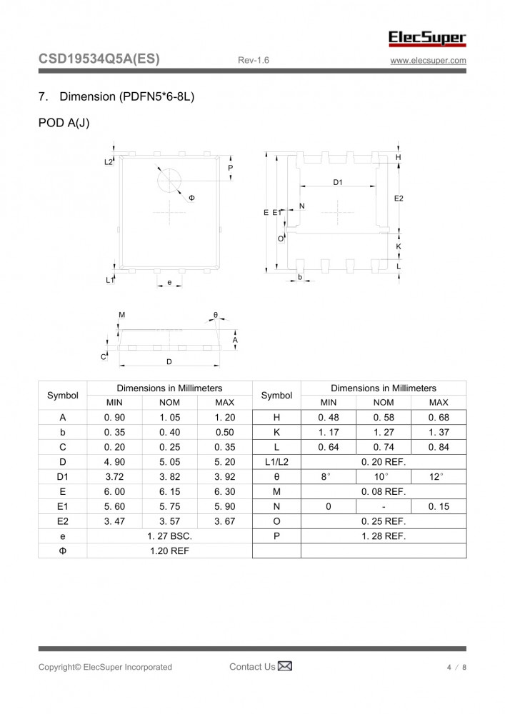 CSD19534Q5A(ES) datasheet page 4