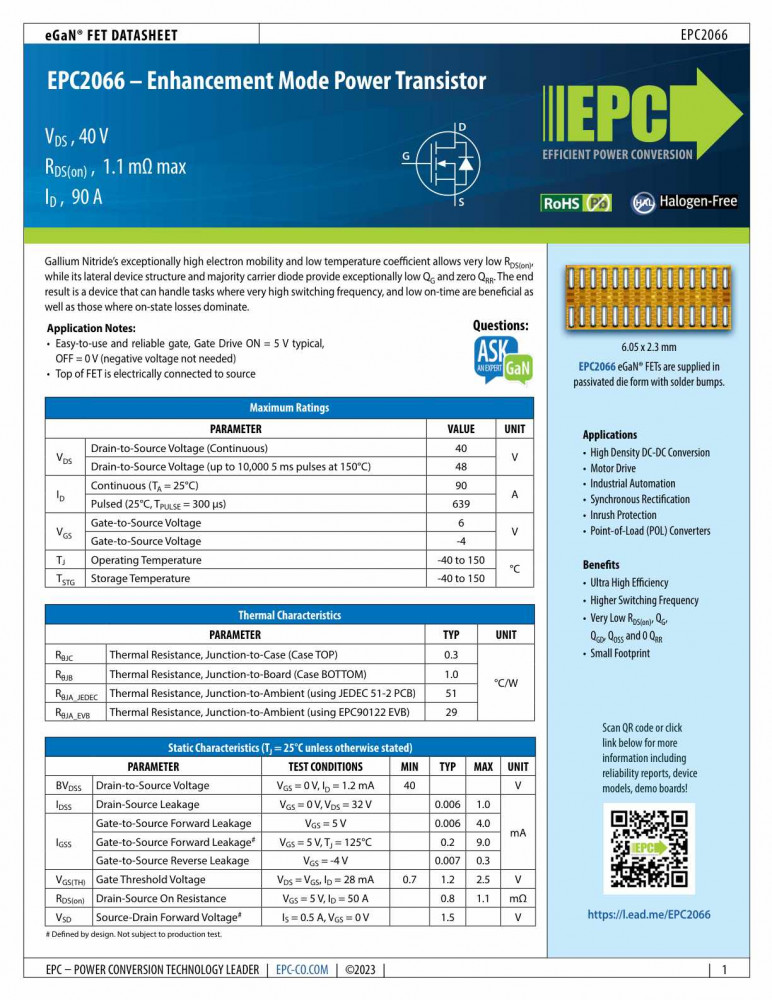 EPC2066 datasheet page 1