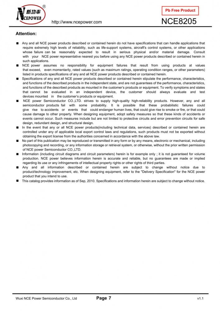 NCE8205 datasheet page 7