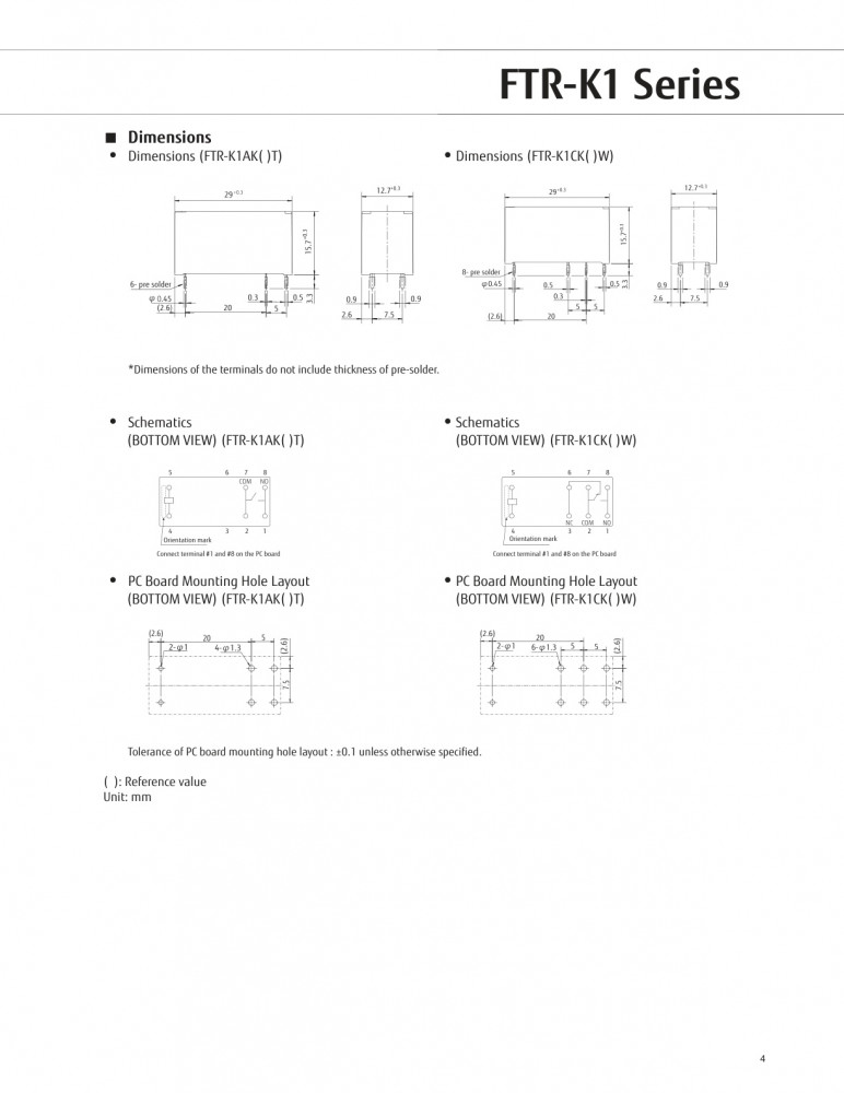 FTR-K1 series datasheet page 4