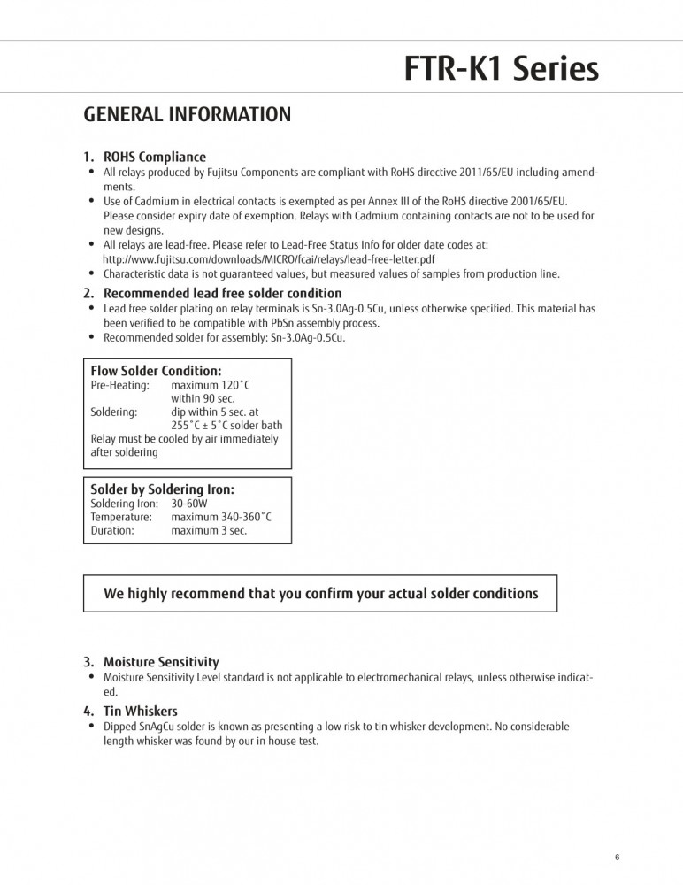 FTR-K1 series datasheet page 6