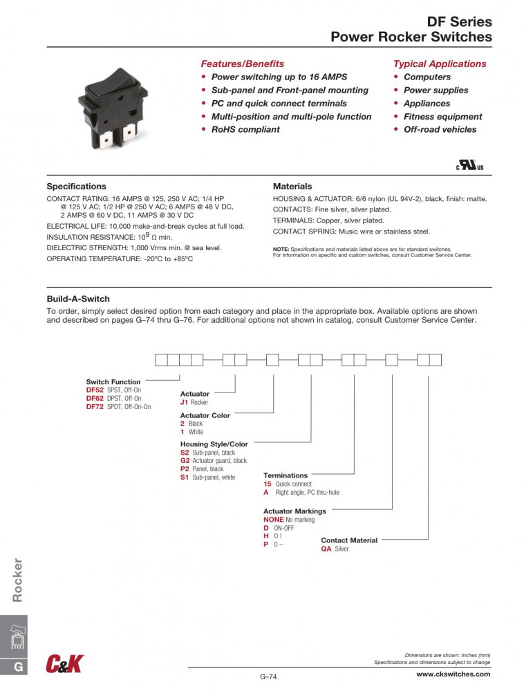 C&K DF62 series datasheet page 1