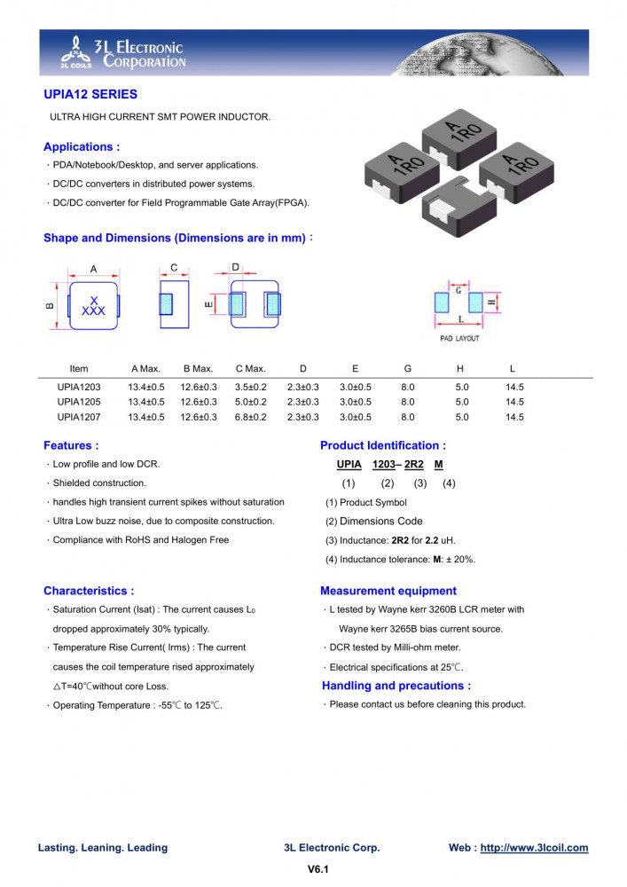 UPIA12 series datasheet page 1