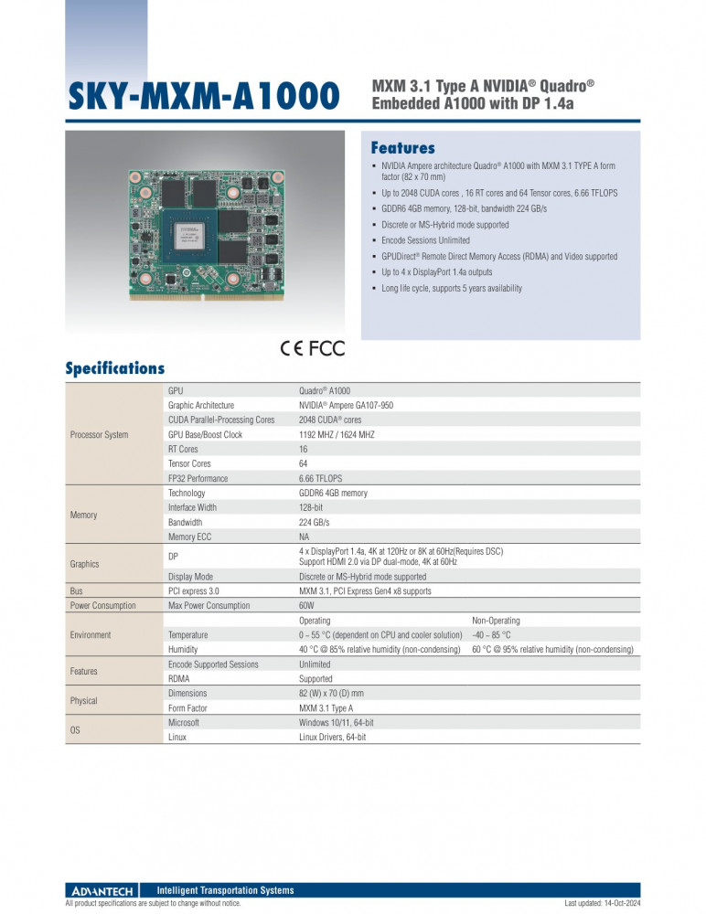 SKY-MXM-A1000 documentation page 1