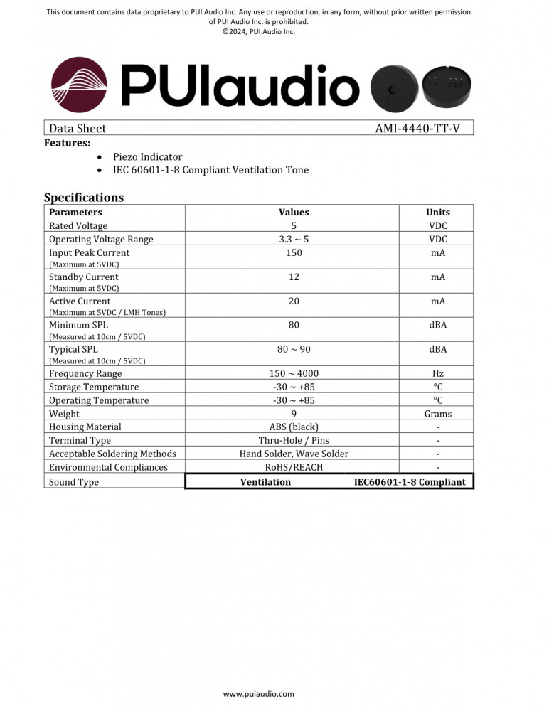 AMI-4440-TT-V datasheet page 1