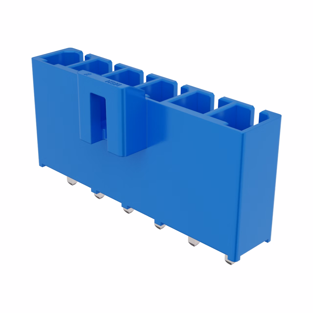 Mega-Fit ColorLock Vertical Header, 5.70mm Pitch, Single Row, 6 Circuits, Matte Tin (Sn) Plating, Glow-Wire Capable, Tray, Blue for sale