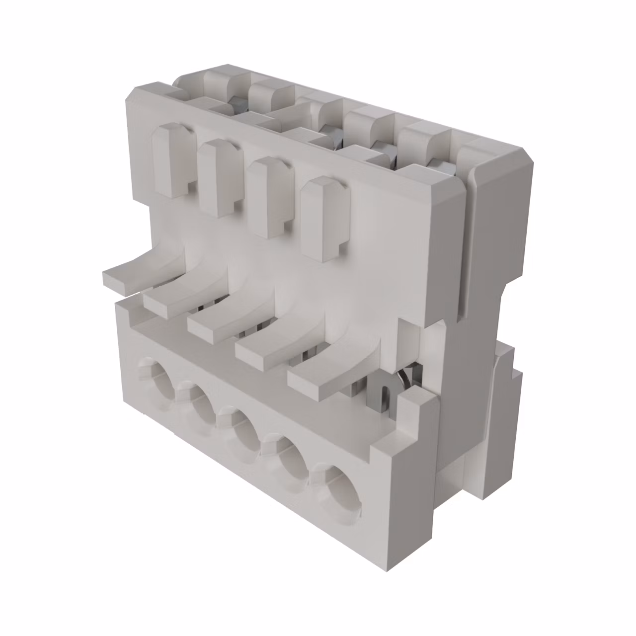 Appli-Mate RAST 2.5 IDT Connector, 2.50mm Pitch, Direct/Indirect, Female, Beaded Terminal, 5 Circuits, Position Keys A and F Removed, Slotted Endwalls, Polarizing Rib Between 2/3 for sale
