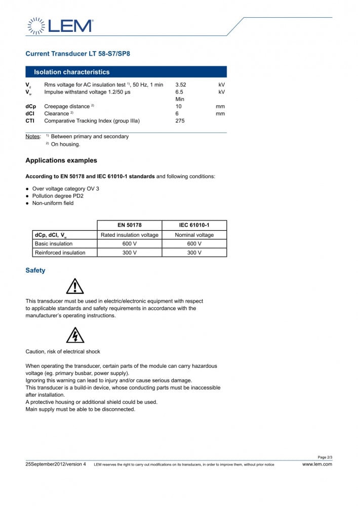 LEM LT58-S7/SP8 datasheet page 2