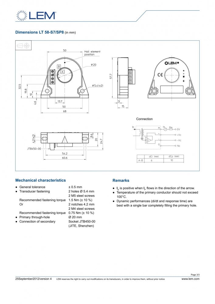 LEM LT58-S7/SP8 datasheet page 3