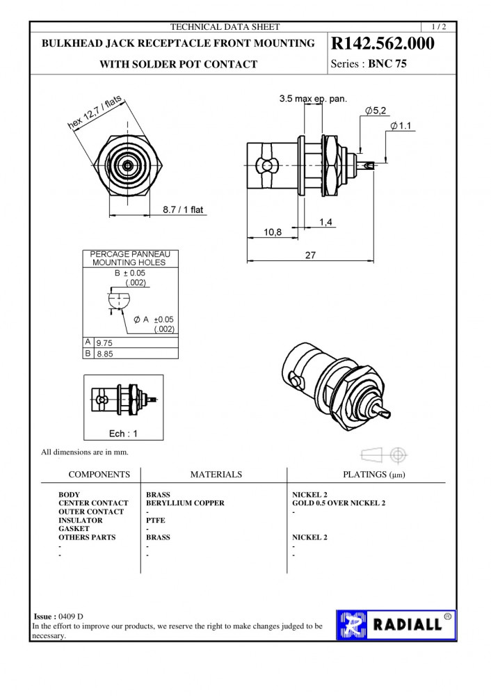 Radiall R142562000 technical documentation page 1