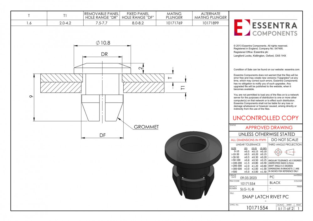 Essentra SLG-1L-B technical drawing page 1