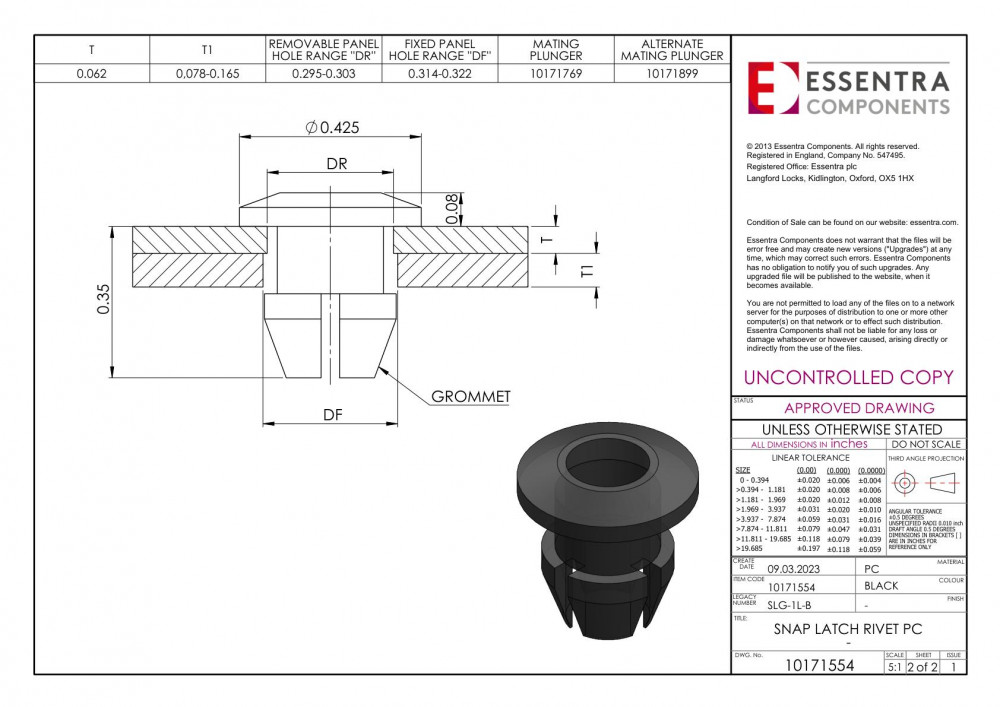 Essentra SLG-1L-B technical drawing page 2