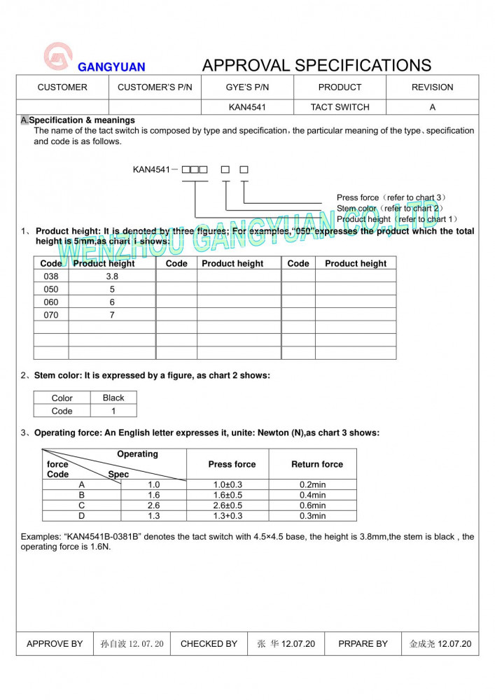 KAN4541 approval specification page 2