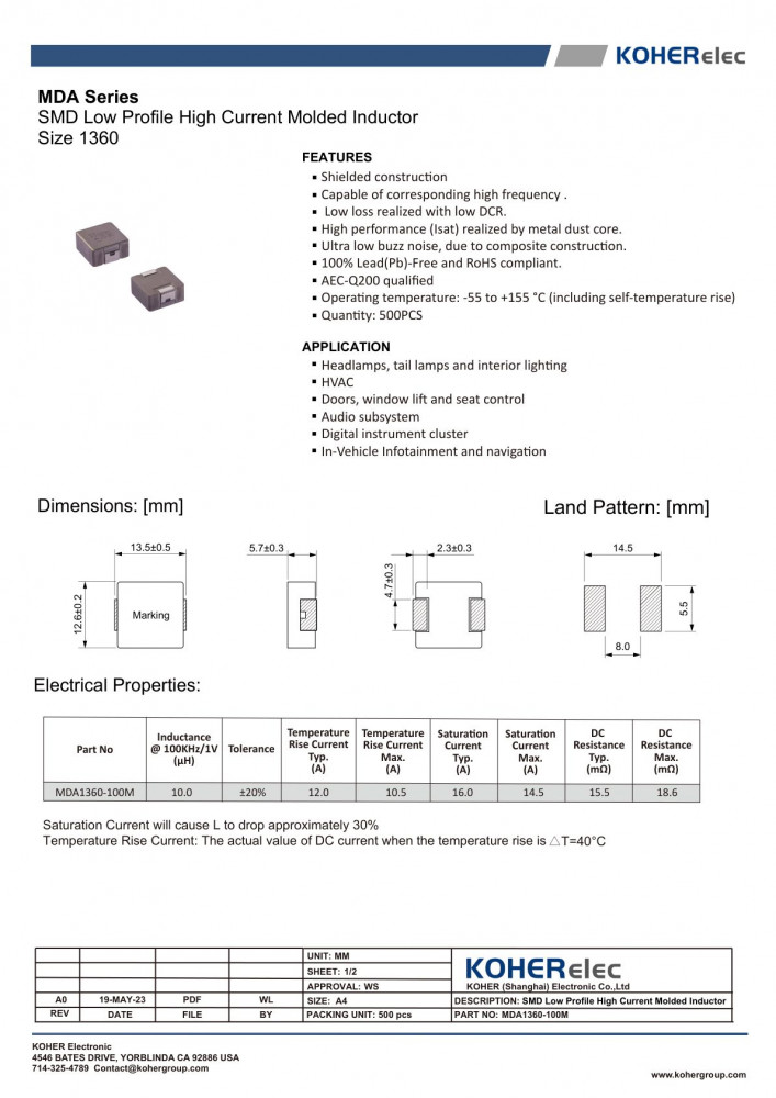 MDA1360-100M datasheet page 1