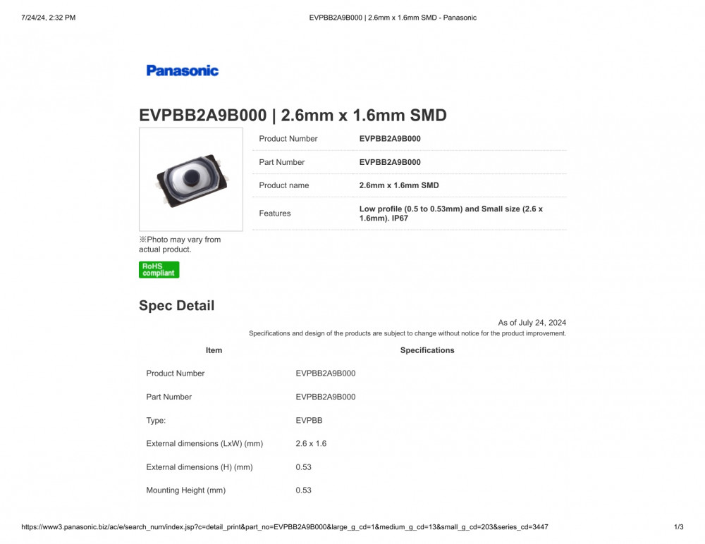 EVP-BB2A9B000 technical document page 1