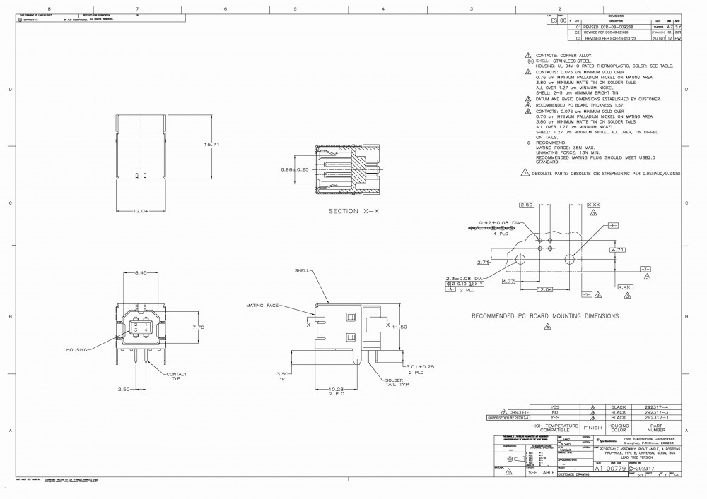 TE Connectivity 292317-4 technical drawing preview