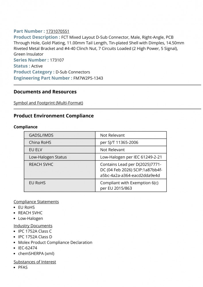 MOLEX 1731070551 technical document image 1