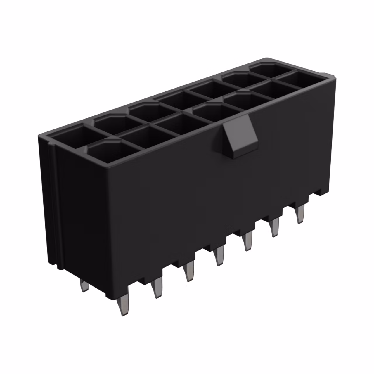 Mini-Fit Jr. Header, Dual Row, Vertical, with Snap-in Plastic Peg PCB Lock, 12 Circuits, Nylon 6/6, UL 94V-2, Tin (Sn) Plating, Glow-Wire Capable, Black