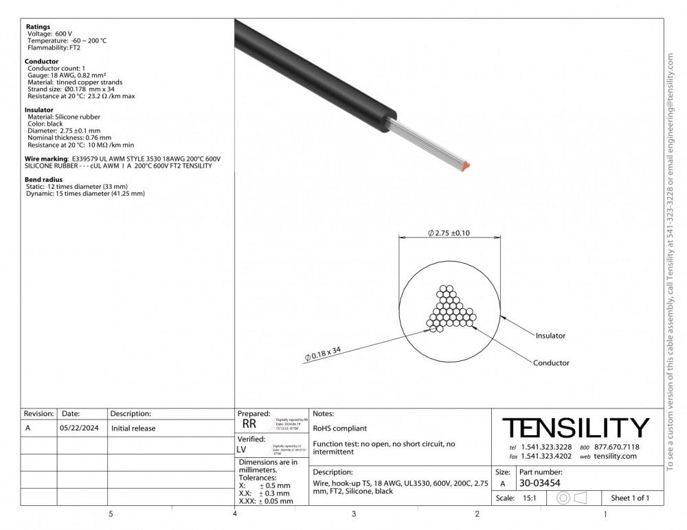 Tensility International 30-03454 product drawing