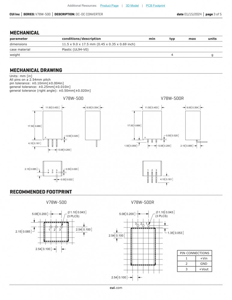 V7809W-500 datasheet page 3