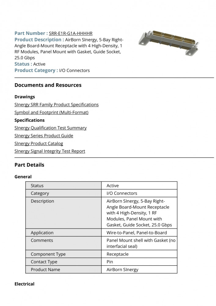 SRR-E1R-G1A-HHHHR technical document page 1