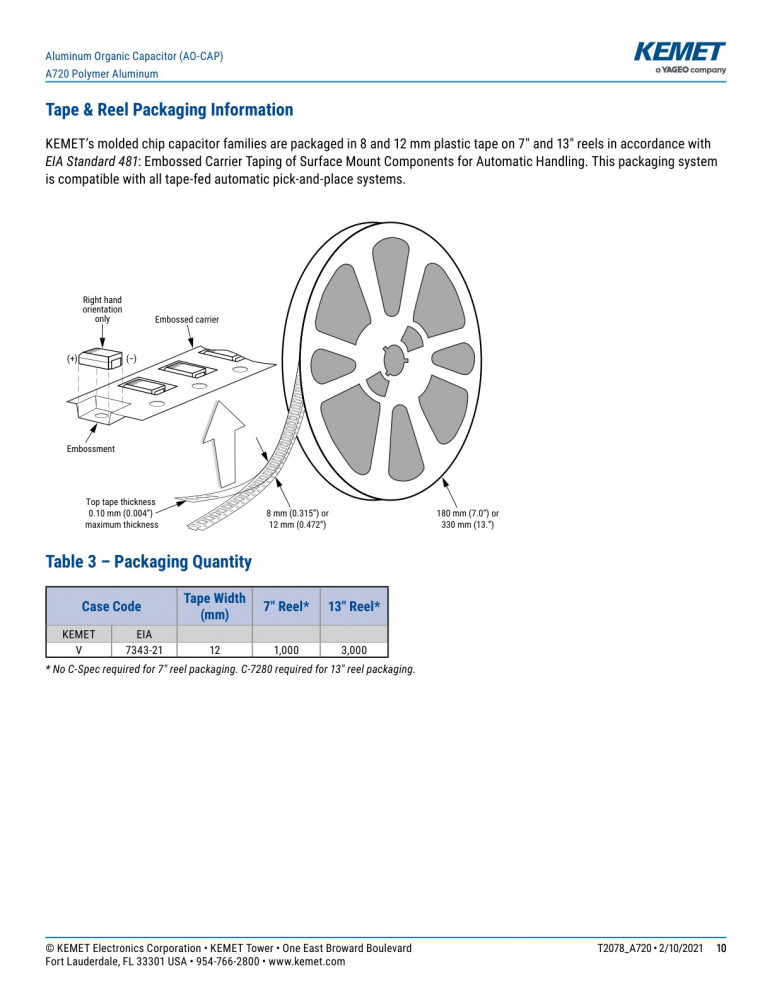 KEMET A720 datasheet page 10