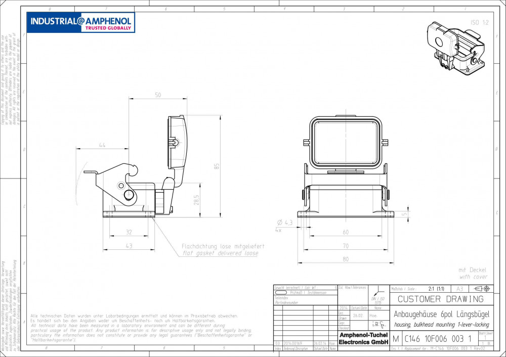 Amphenol C14610F0060031 customer drawing preview