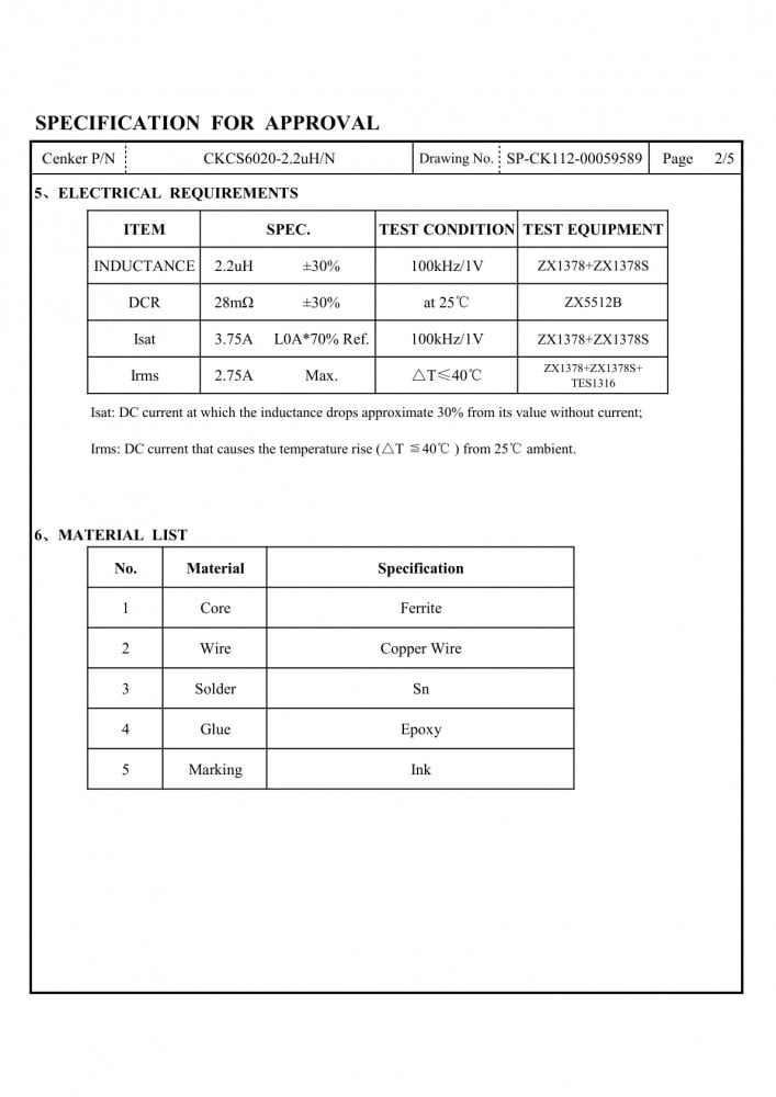 CKCS6020-2.2uH/N approval specification page 4