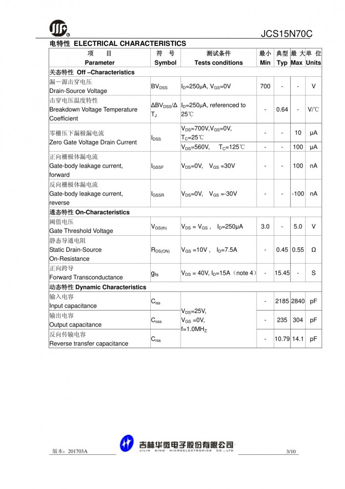 JCS15N70FC datasheet page 3