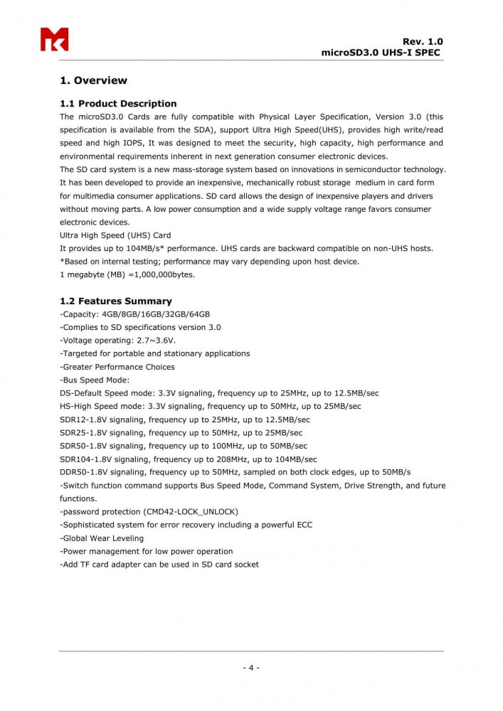 MK SDSDQAD-016G-MK datasheet page 3