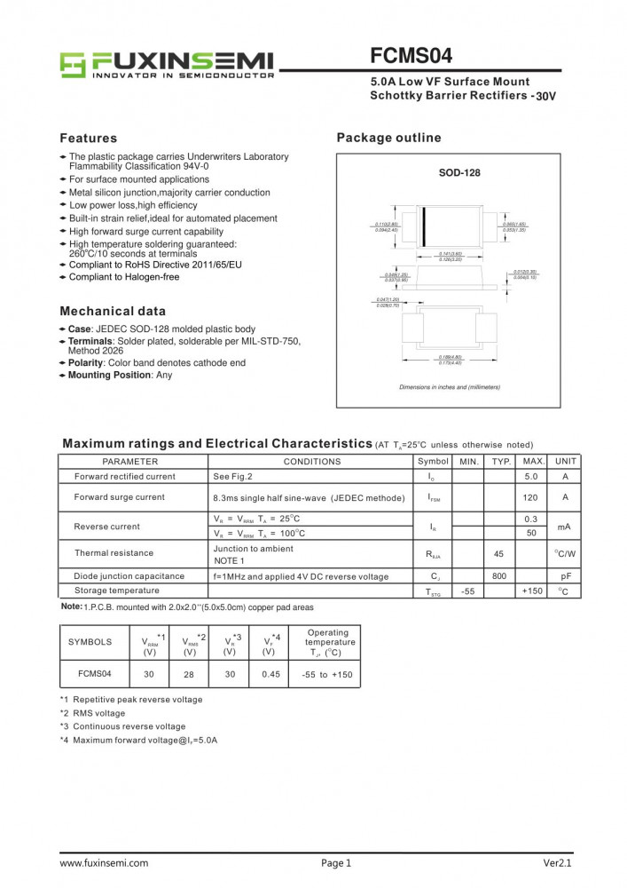 FCMS04 datasheet page 1