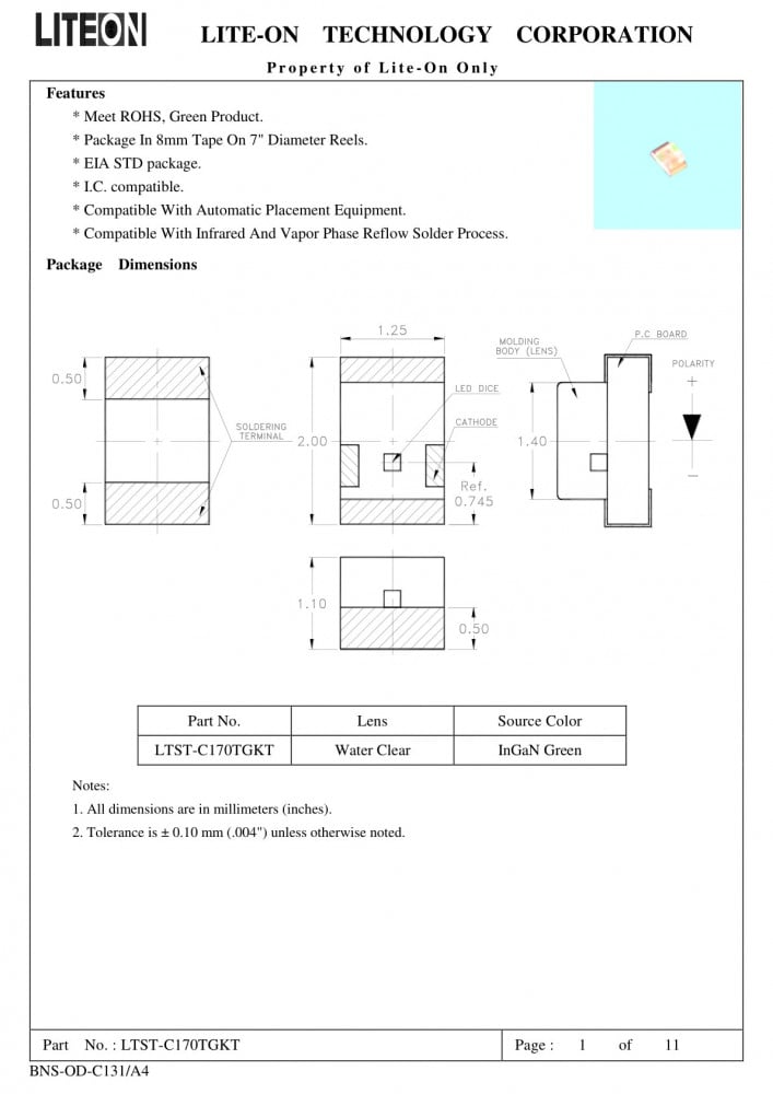 LTST-C170TGKT datasheet page 2