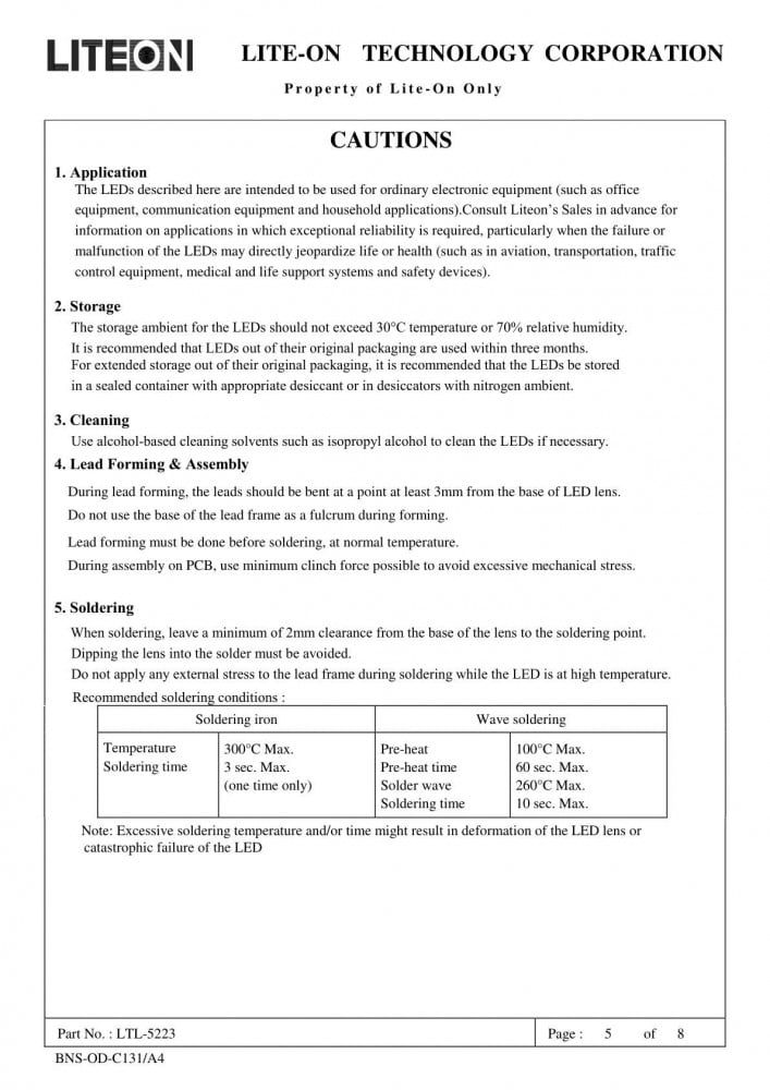 LTL-5223 datasheet page 6