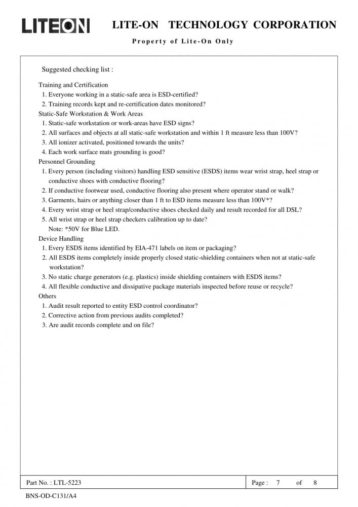 LTL-5223 datasheet page 8