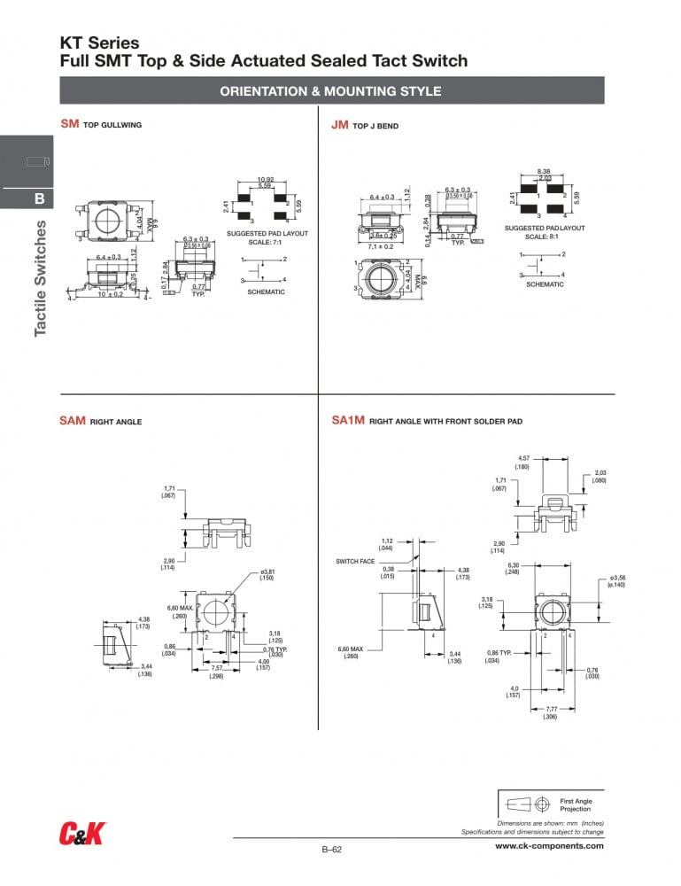 C&K KT11 technical document page 3