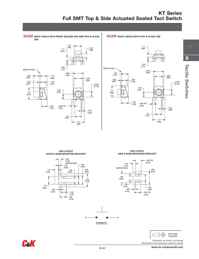 C&K KT11 technical document page 4