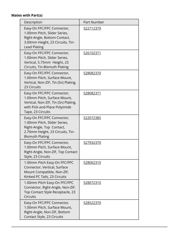 MOLEX 15267 family specification, page 3