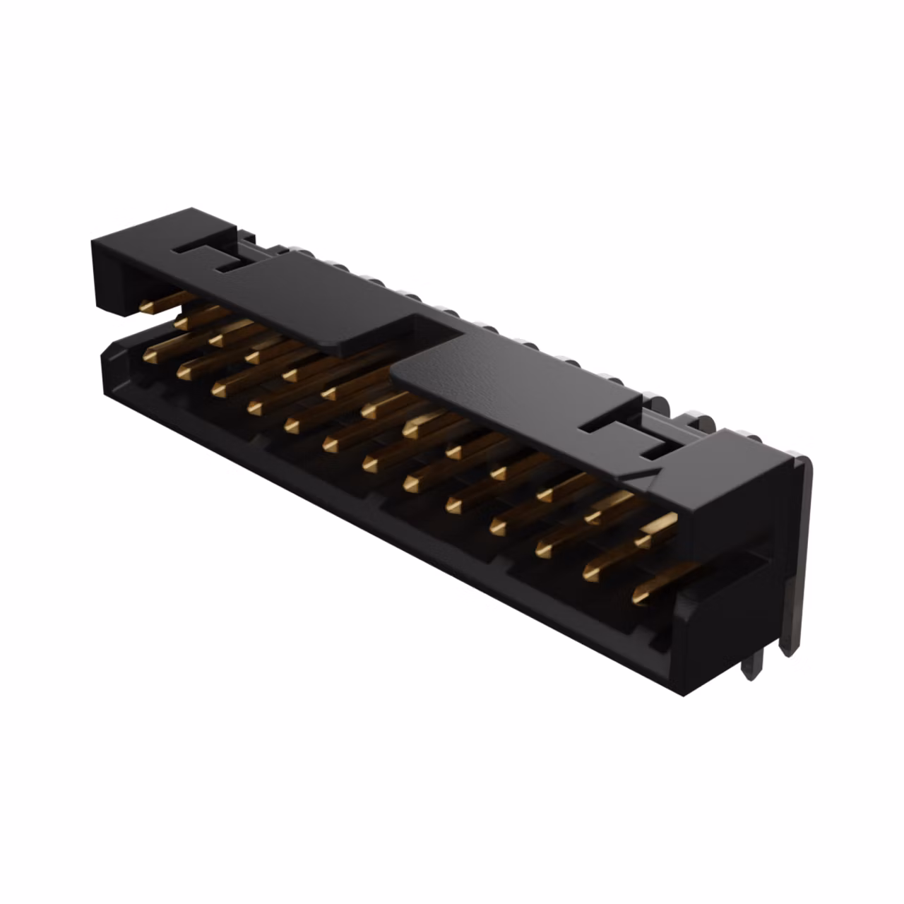 2.00mm Pitch, Milli-Grid PCB Header, Dual Row, Right-Angle, Through Hole, 26 Circuits, 0.76µm Gold (Au) Plating, 3.50mm Tail Length, Dual Side Slots, Dual Friction Locks, Center Polarization, Tube for sale