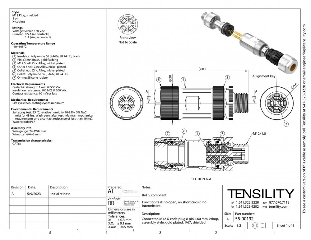 Tensility International 55-00192 product drawing preview