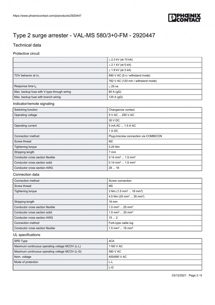 Phoenix Contact 2920447 technical document page 3
