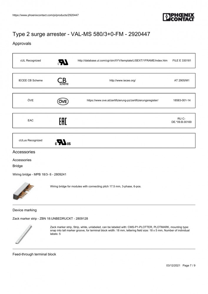 Phoenix Contact 2920447 technical document page 7