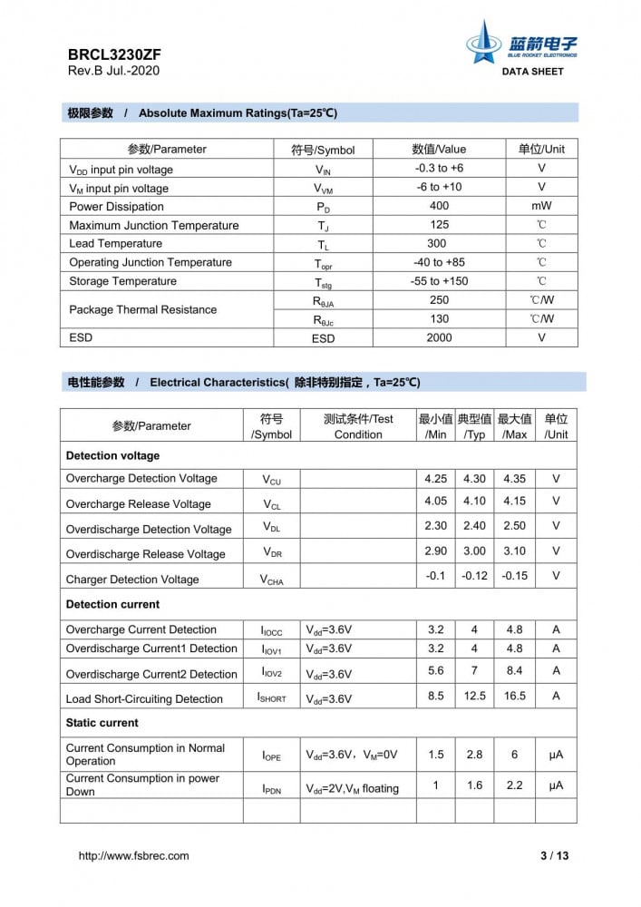 BRCL3230ZF datasheet page 3