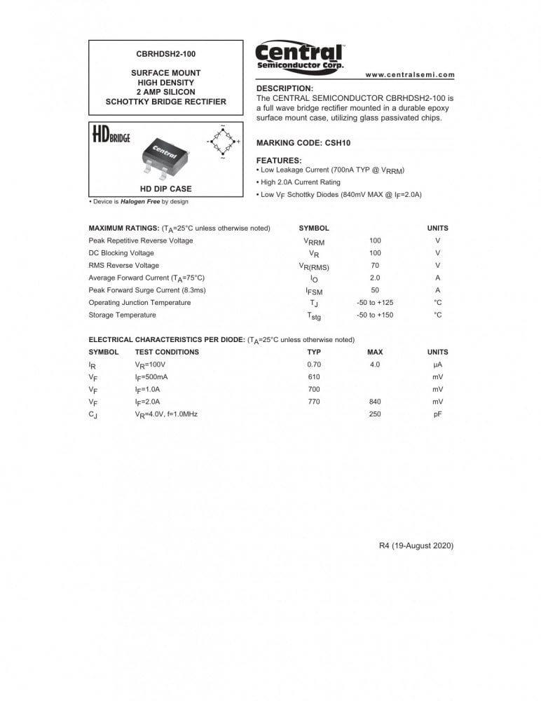 CBRHDSH2-100 TR13 PBFREE datasheet page 1