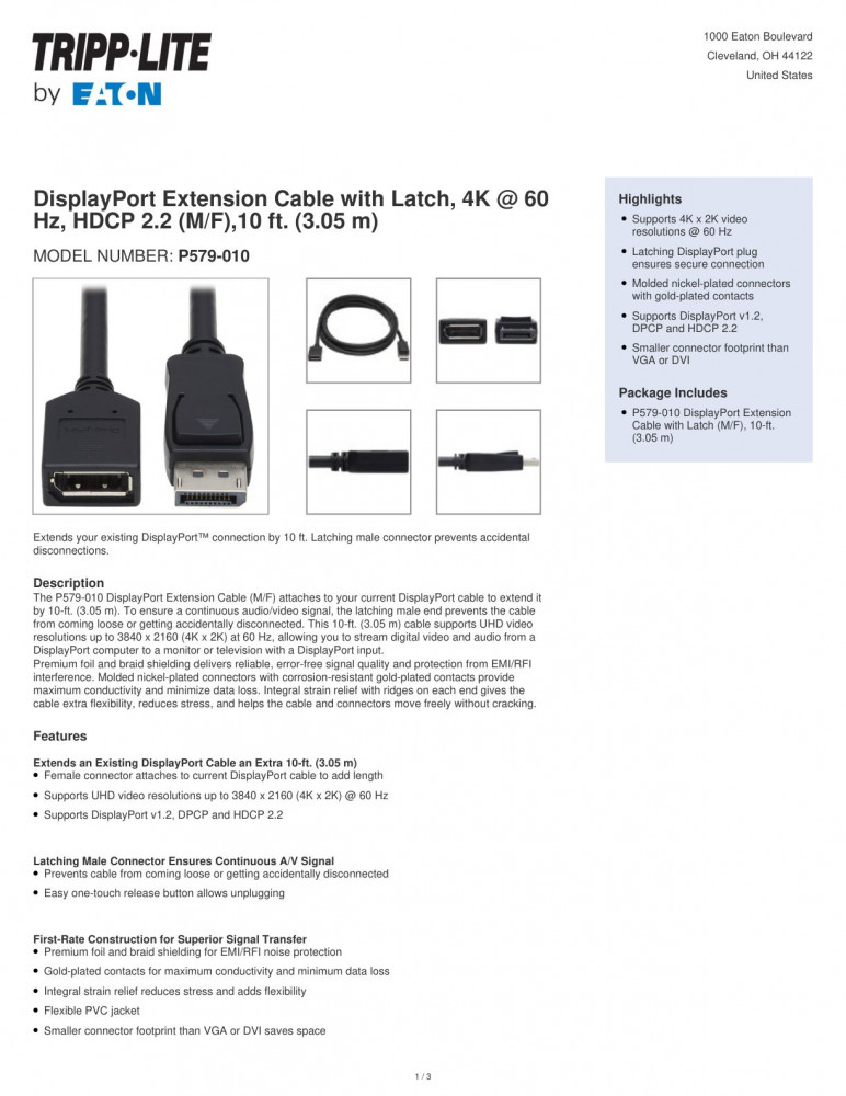 P579-010 technical document page 1