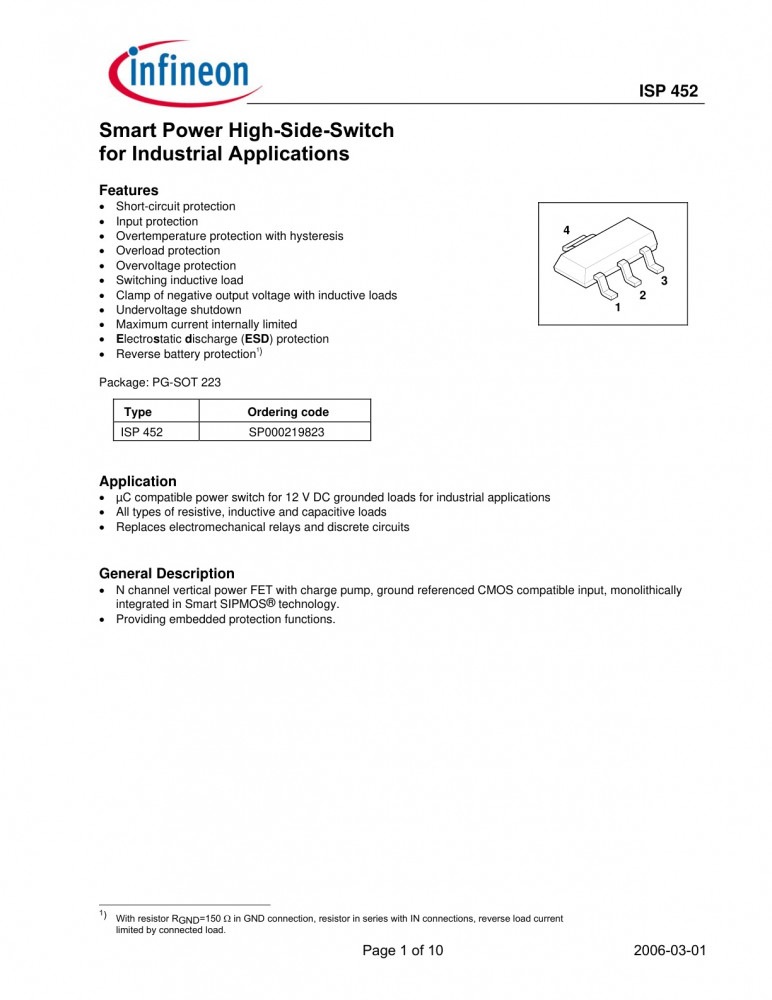 ISP452HUMA1 datasheet page 1