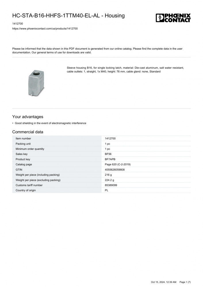 Phoenix Contact 1412700 document page 1
