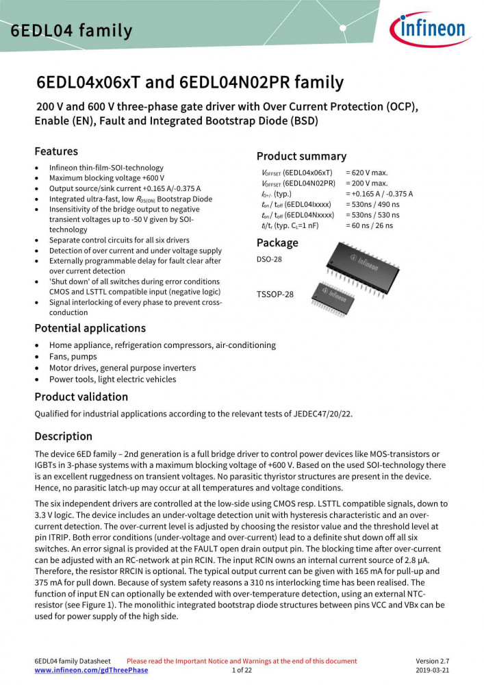 6EDL04N02PR datasheet page 1