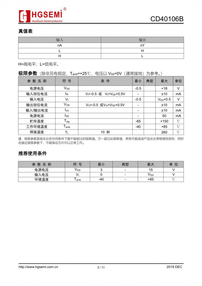 CD40106B datasheet page 3