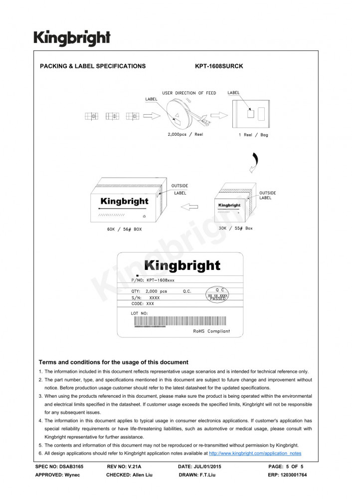KPT-1608SURCK datasheet page 5