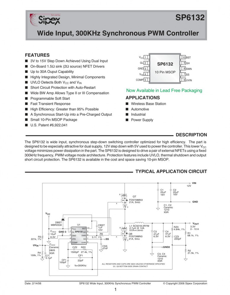 SP6132CU-L/TR datasheet page 1